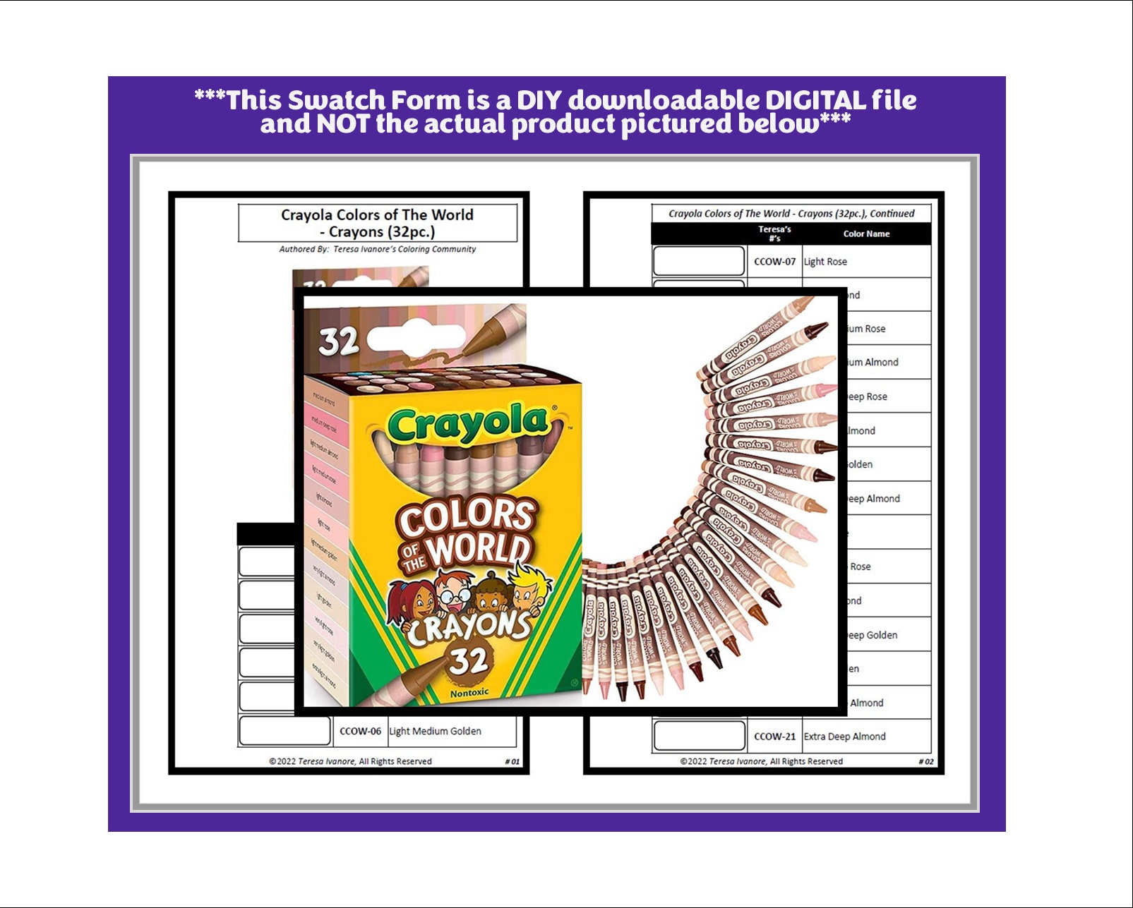 Swatch Form: Crayola Crayons 032pc. Colors of the World black & White ...