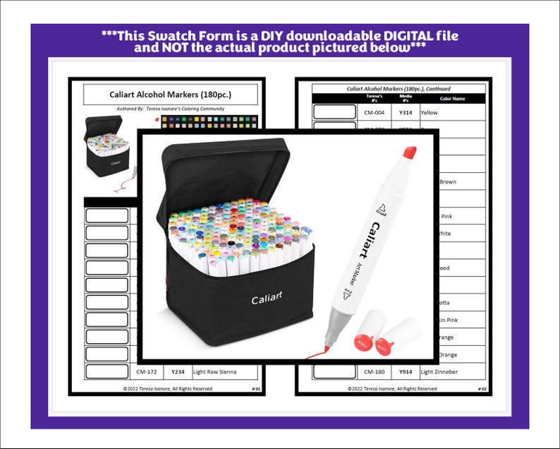 Swatch Form: Caliart Alcohol Markers 180pc. - Etsy