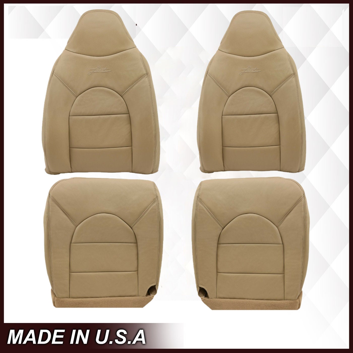 For 2000 Ford F250 F350 Lariat Super Duty Replacement Leather Seat Cover in Medium Parchment Tan Made in USA Etsy