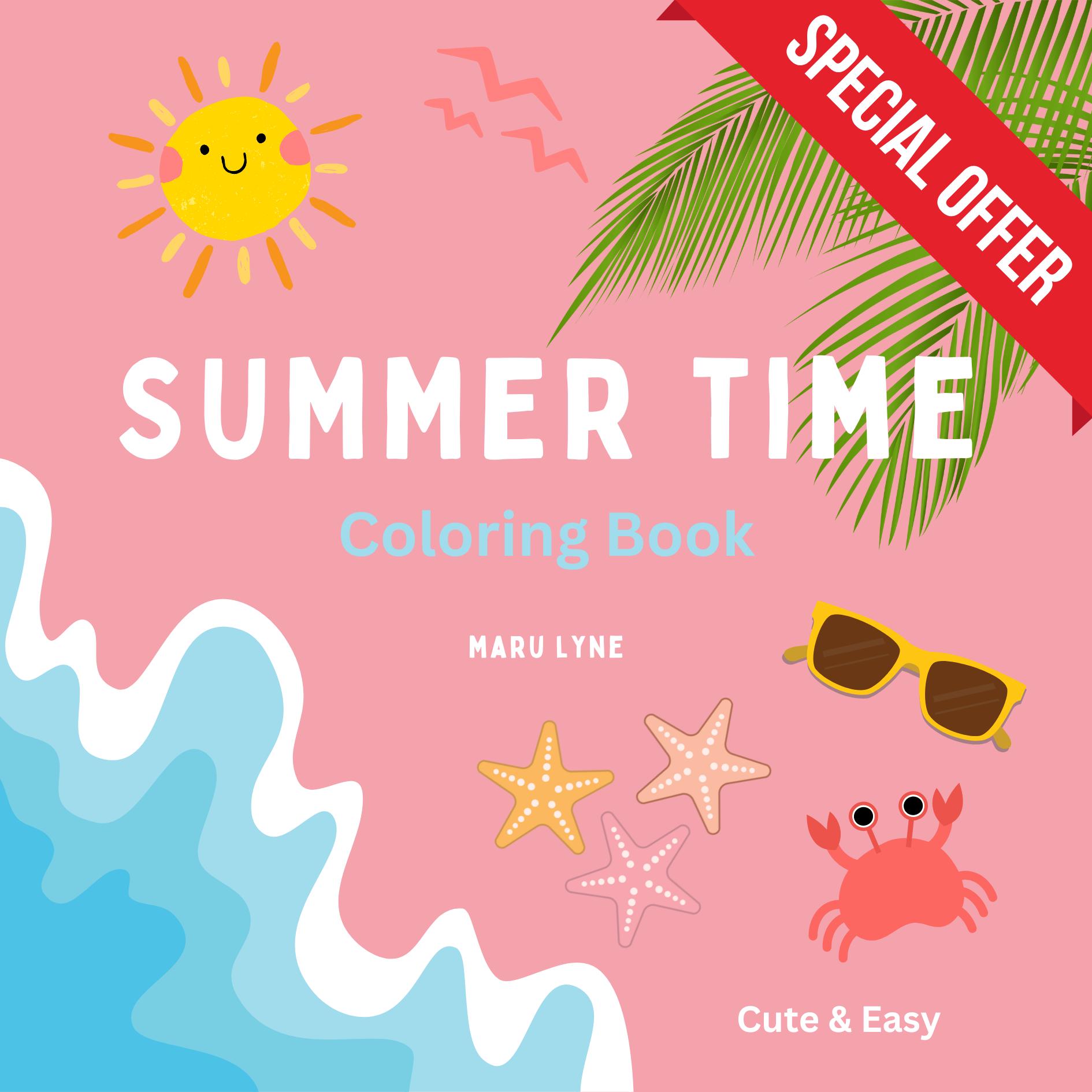 Summer Time Coloring Book Instant Download Beach Activity Pool Games ...