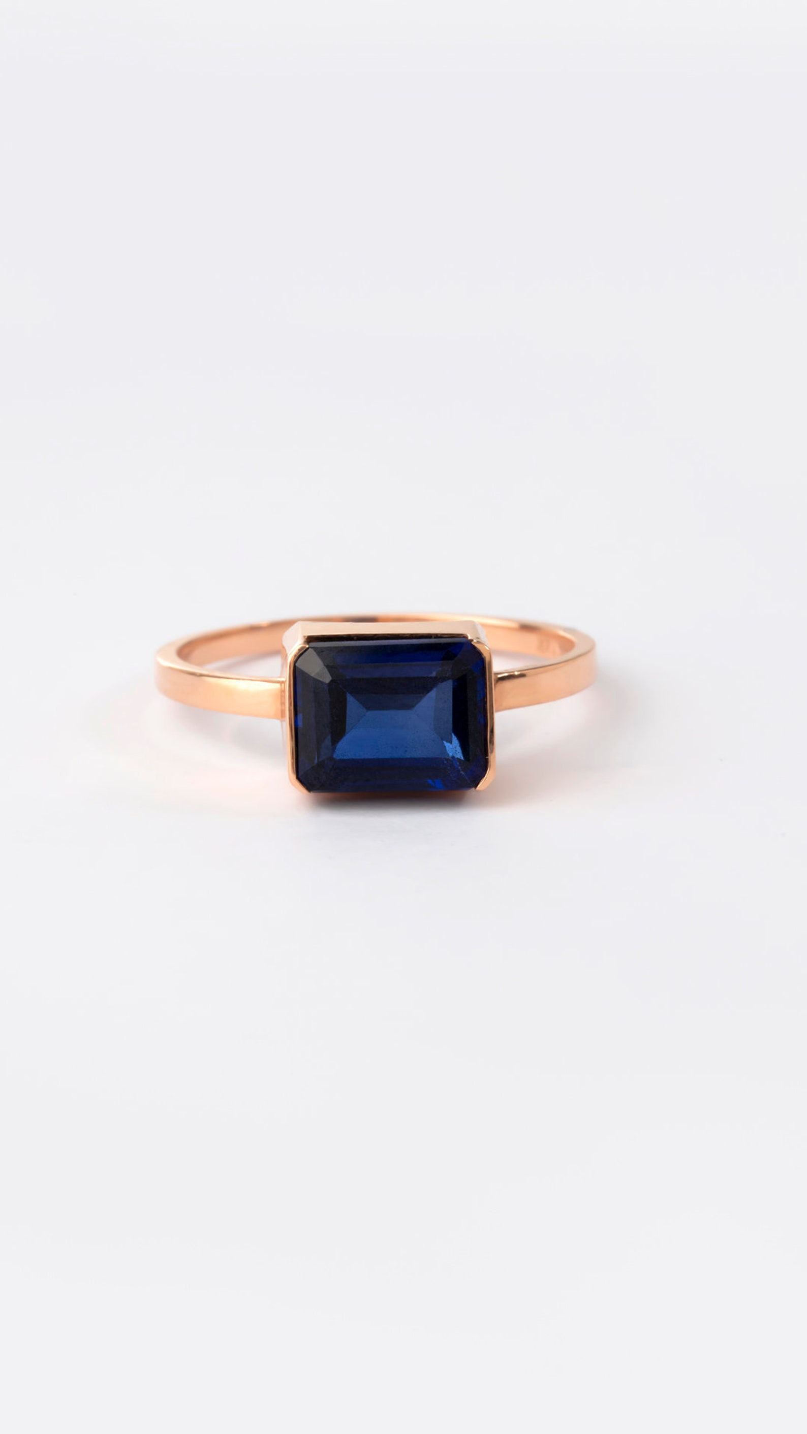 Rectangle Blue Sapphire Engagement Ring: 14k Gold Promise Ring - Etsy