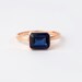 Rectangle Blue Sapphire Engagement Ring: 14k Gold Promise Ring - Etsy