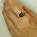 Rectangle Blue Sapphire Engagement Ring: 14k Gold Promise Ring - Etsy
