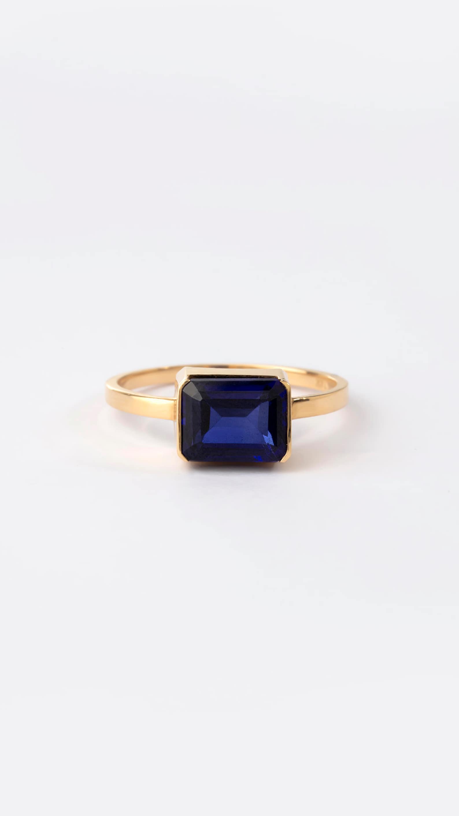 Rectangle Blue Sapphire Engagement Ring, Sapphire Diamond Promise Ring ...