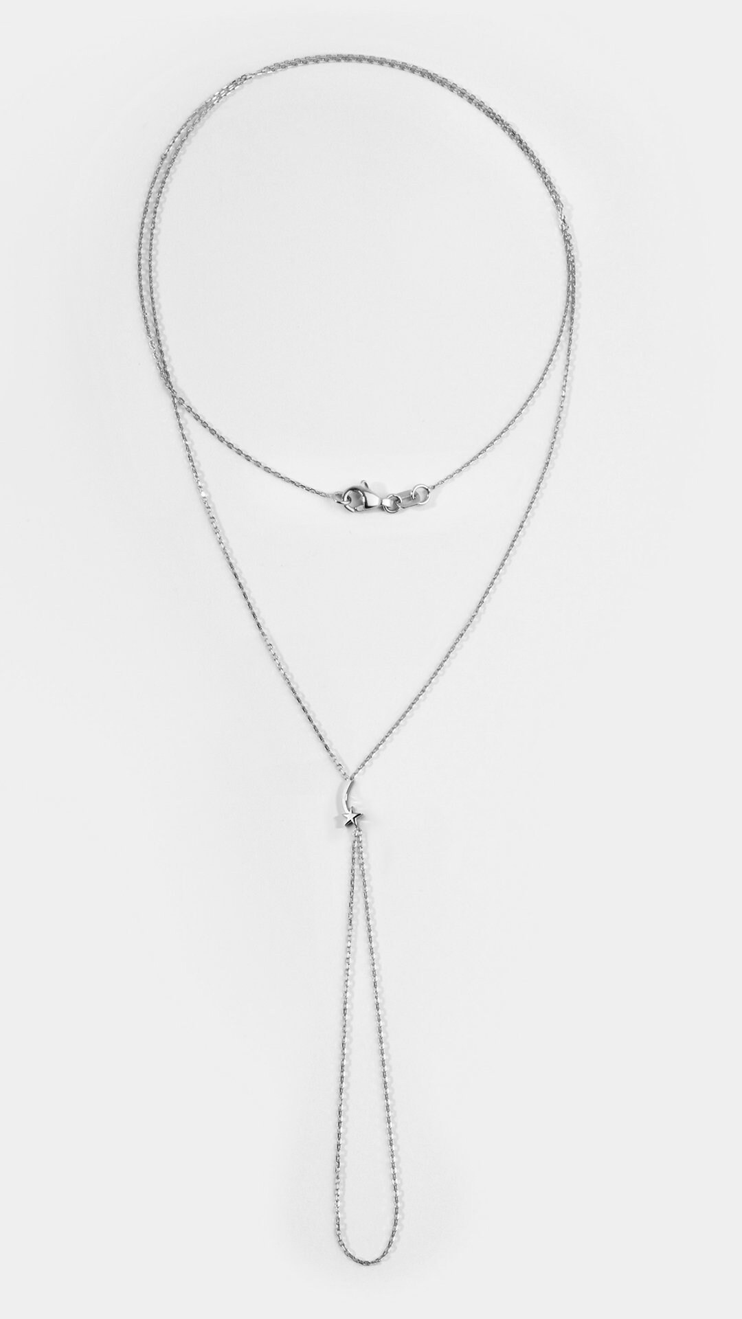 14K Solid Gold Shooting Star Hand Chain Bracelet, Yellow Gold Shooting ...