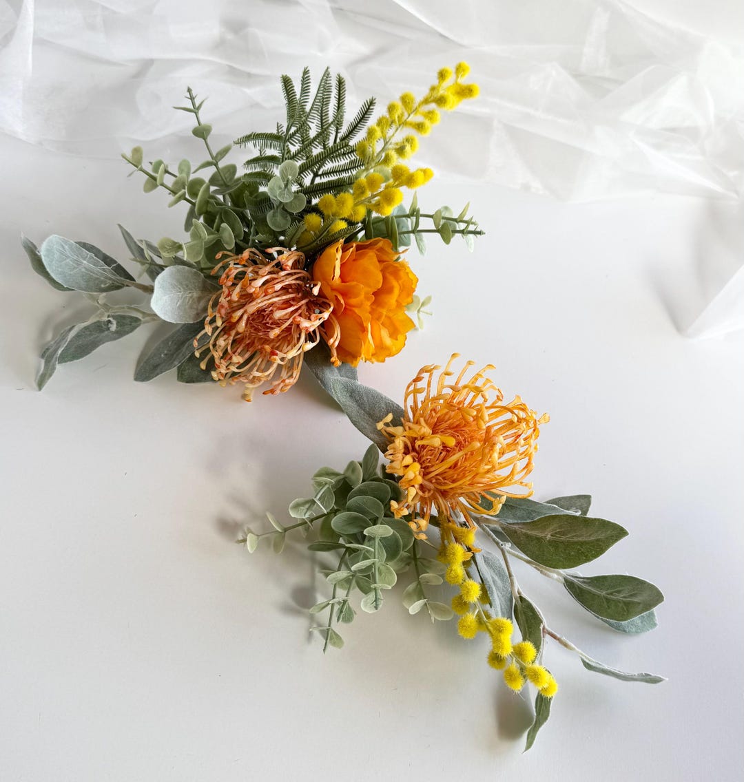 Australian Native Flower Wedding Cake Topper: Yellow Wattle Orange Gum ...