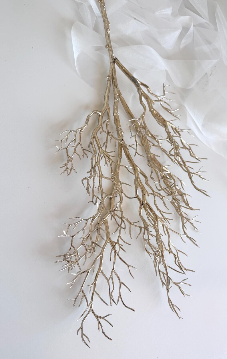 Christmas Decoration Coral Twig Metallic Stem Artificial Flowers Gold ...