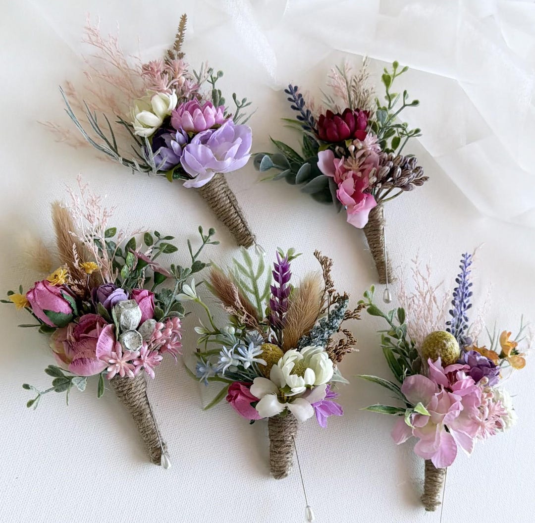Groom Boutonnière Wildflower Wedding Buttonhole Rustic Bridal Groomsmen ...