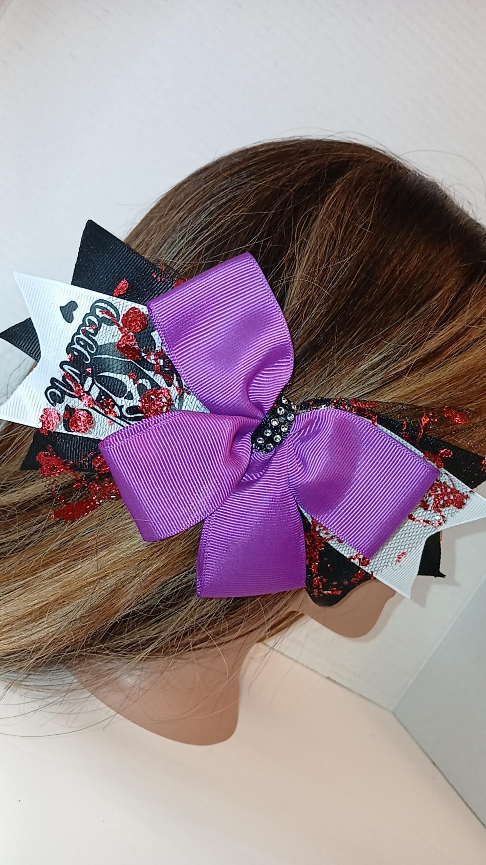 Ghostface Hair Bow/clip: Scream Ribbon, Bloody Tulle, Gemstone - Etsy