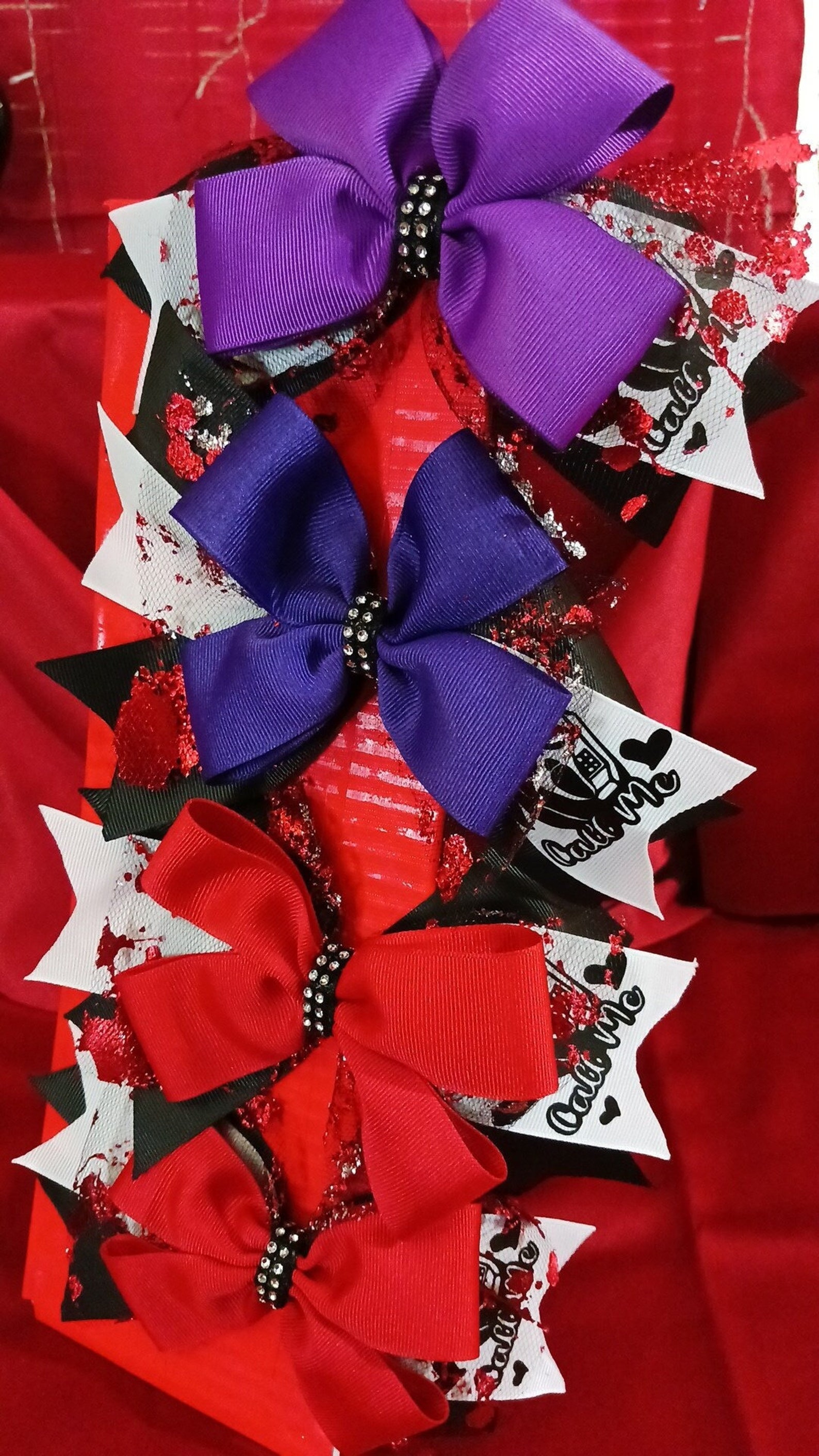 Ghostface Hair Bow/clip: Scream Ribbon, Bloody Tulle, Gemstone - Etsy