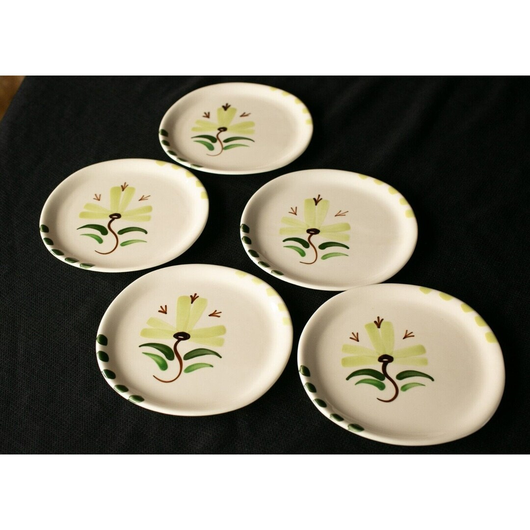 Vintage PURINTON POTTERY Slipware Chartreuse Yellow Flowers - Etsy