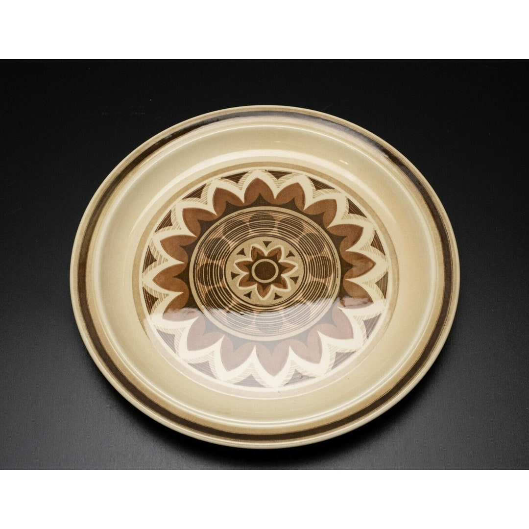 Vintage ROYAL CHINA Omegastone Aztec Round Chop Plate Platter Brown ...