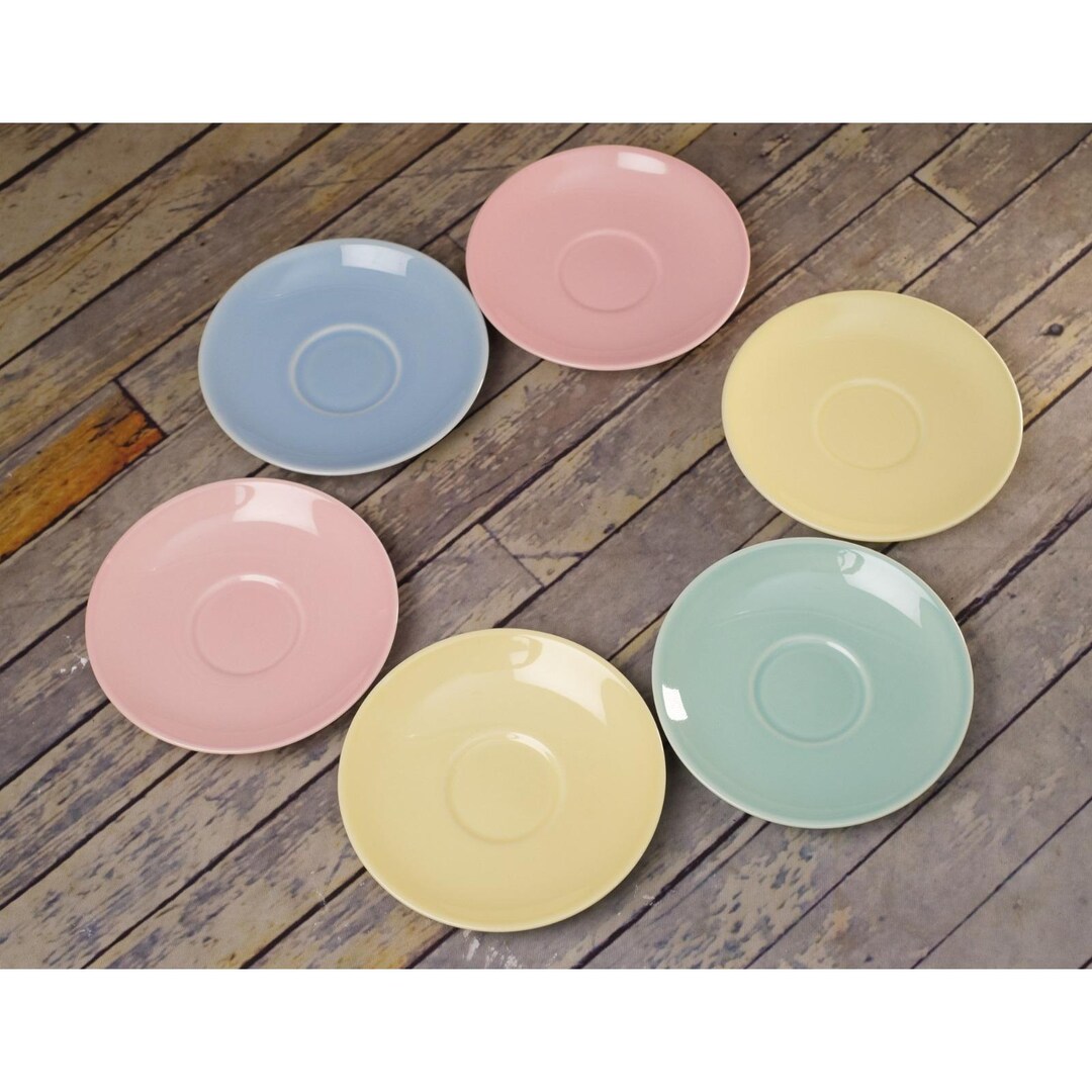 LU-RAY Pastels Taylor Smith & Taylor Round Saucer Plates 6” Pink, Blue ...
