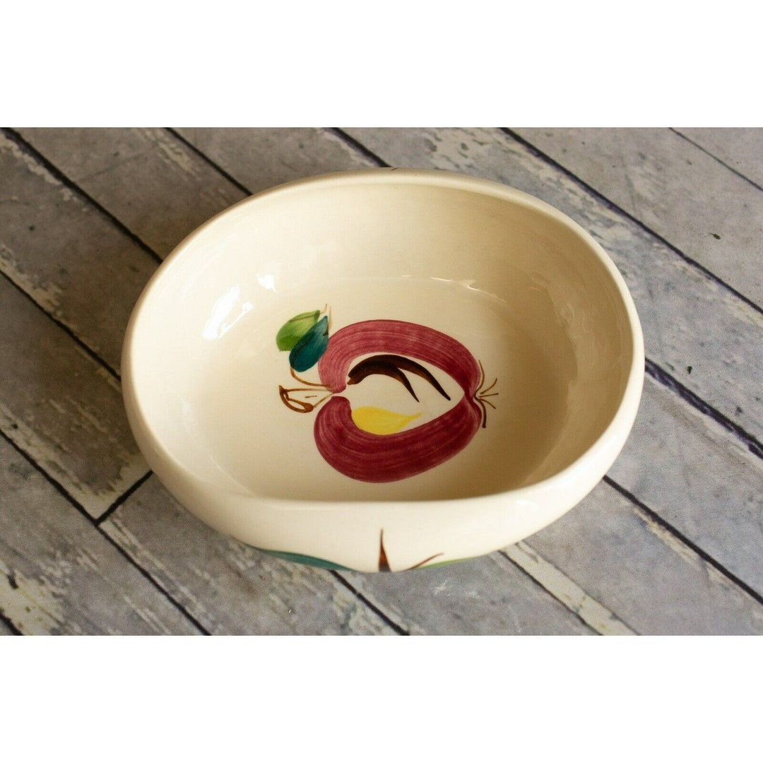 Vintage PURINTON POTTERY Slip Ware Red Apple Oval Relish Vegetable Dish ...