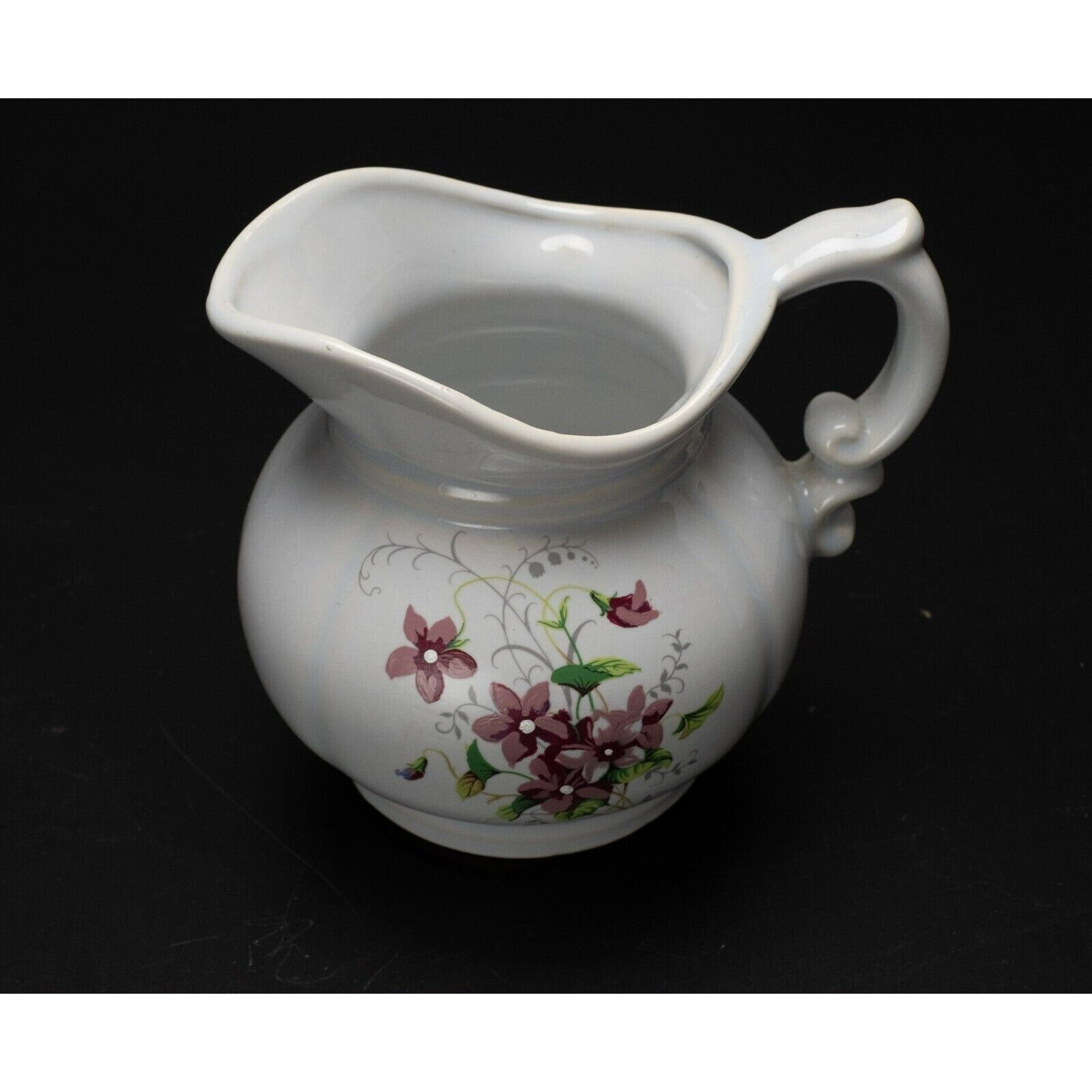 Vintage MCCOY POTTERY White Ironstone Pitcher Violets Blueish - Etsy