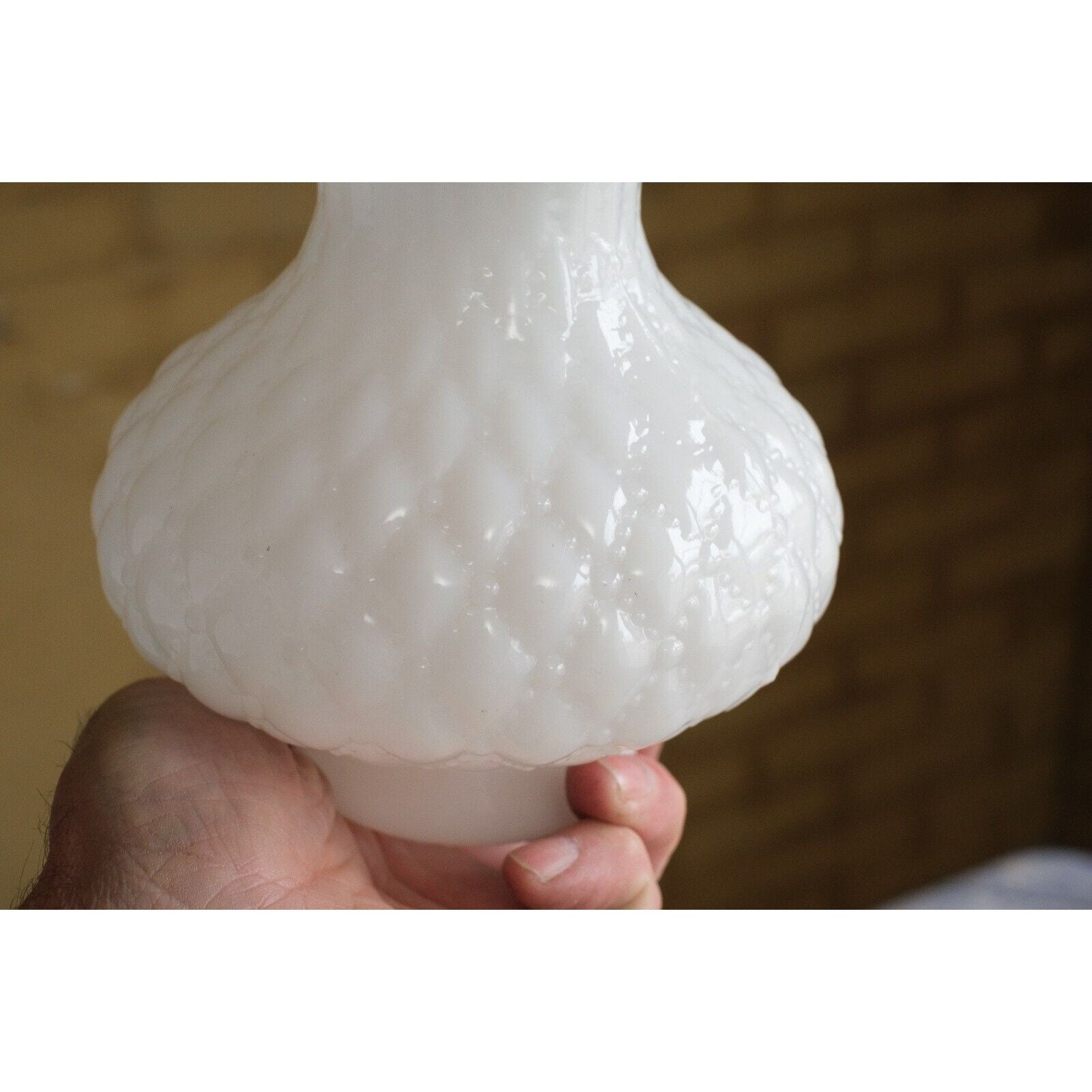 Vintage Lamp Shade White Milk Glass Quilted and Beaded Pattern 3 Inch ...