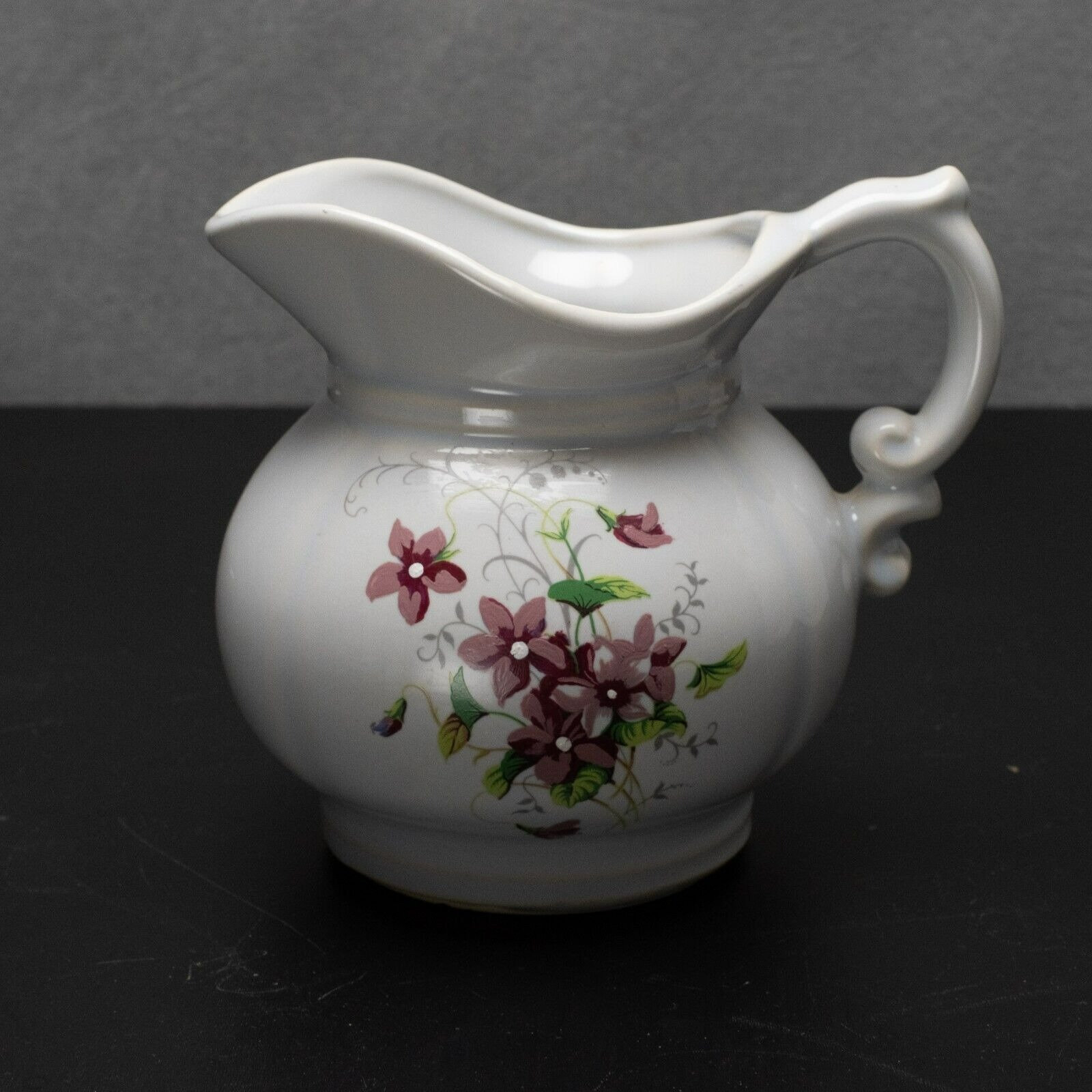 Vintage MCCOY POTTERY White Ironstone Pitcher Violets Blueish - Etsy