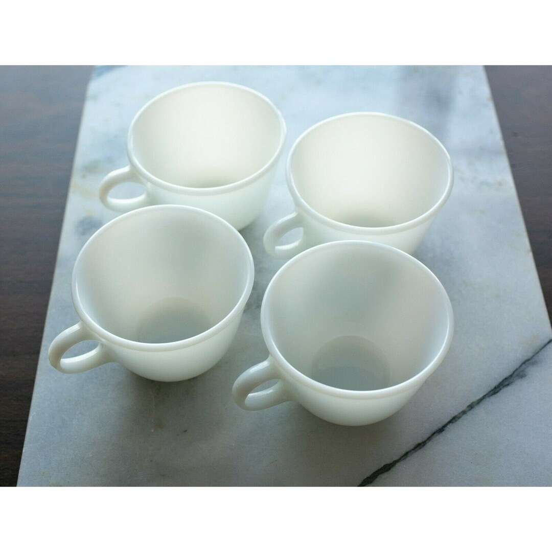 Vintage PYREX Milk Glass Coffee Mugs Set of 4 With C Handle USA - Etsy