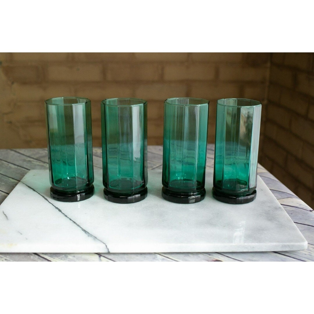 Vintage ANCHOR HOCKING Essex Teal Green Ice Tea Glasses 16 Oz-set of 4 ...