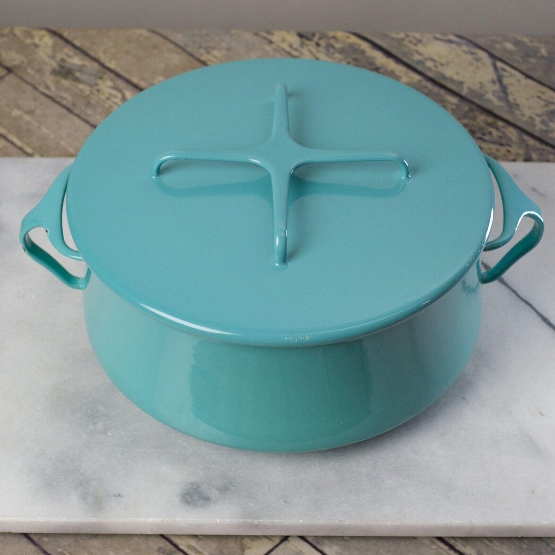 DANSK DESIGNS KOBENSTYLE 4 Quart Enamel Stock Pot W/ Lid Turquoise Blue ...