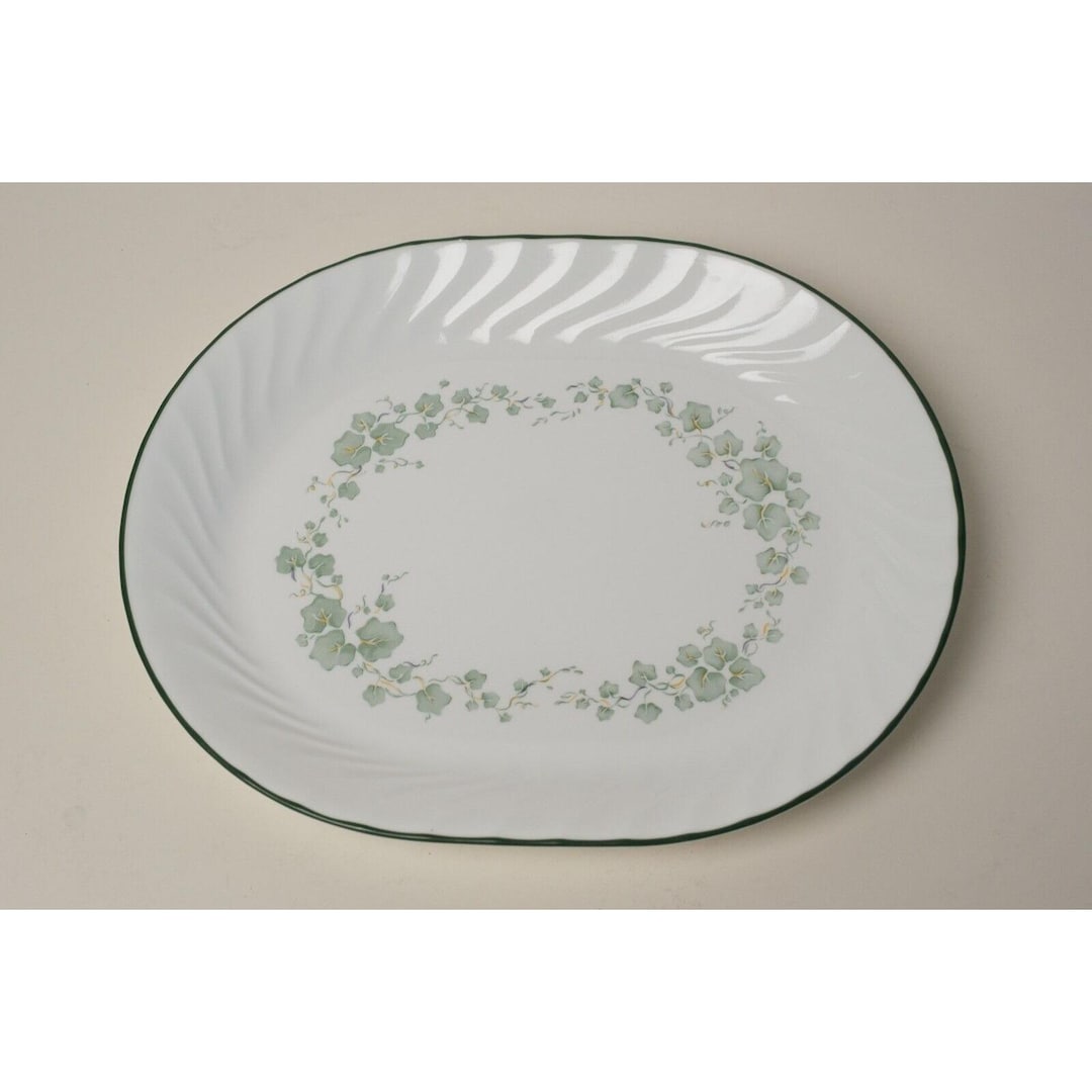 CORELLE by Corning Callaway Green Ivy White Oval Platter 12 by 10 ...