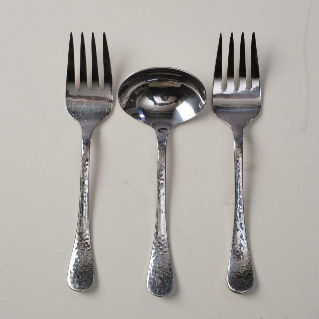 GINKGO LAFAYETTE Hammered 18/10 Stainless Steel Flatware Serving Items ...