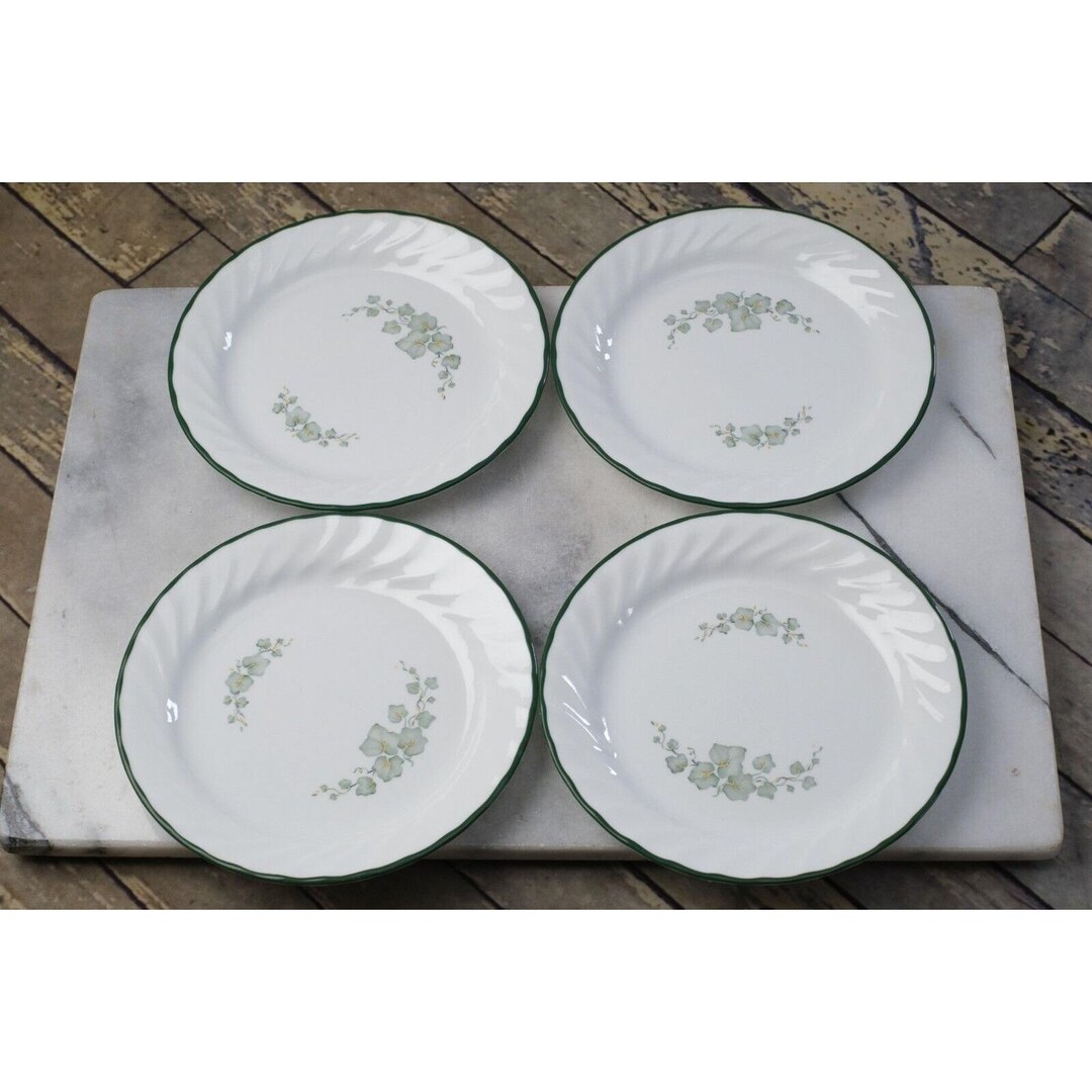 CORELLE by Corning Callaway Green Ivy White 7" Plates-set of 4 CLEAN ...