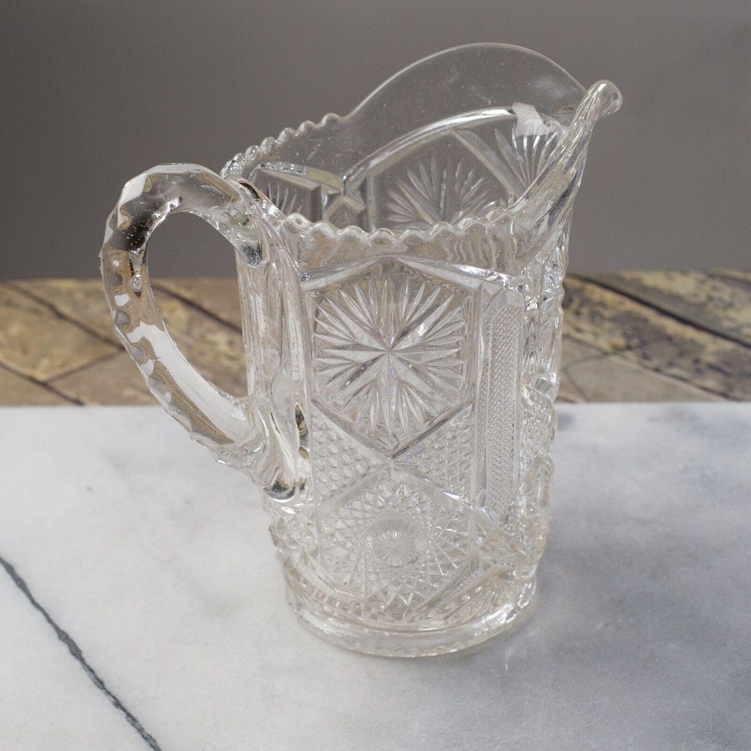 IMPERIAL GLASS EAPG Star and File Pattern Pitcher Clear Vintage 7.5 ...