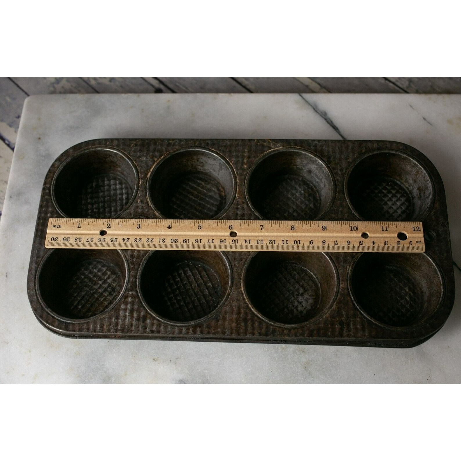 Vintage EKCO OVENEX X80 Tin Waffle Pattern 8 Muffin Cornbread Cupcake ...