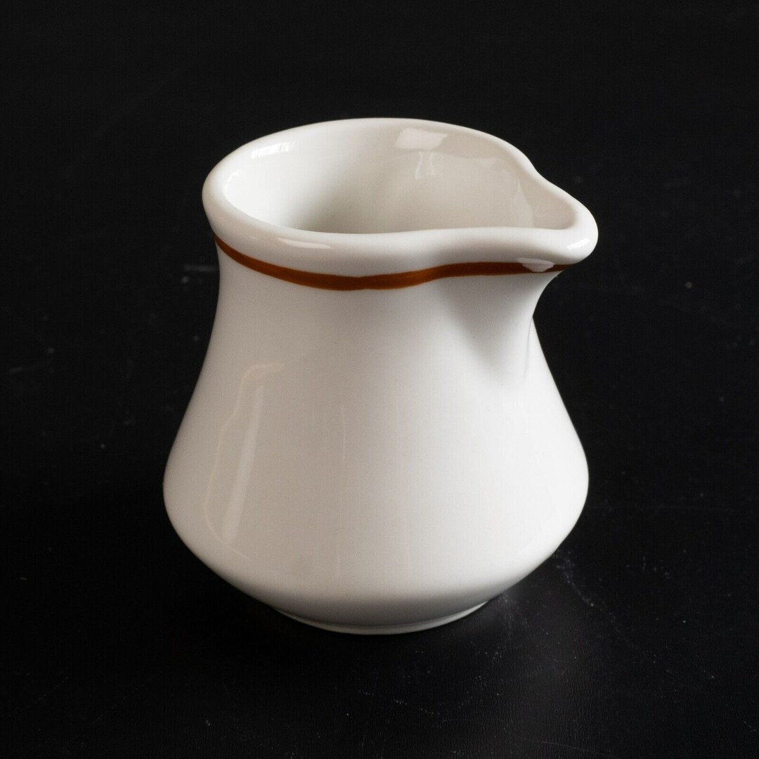 Vintage WALKER CHINA Creamer Pitcher Ivory Rust Stripe Alco Standard ...