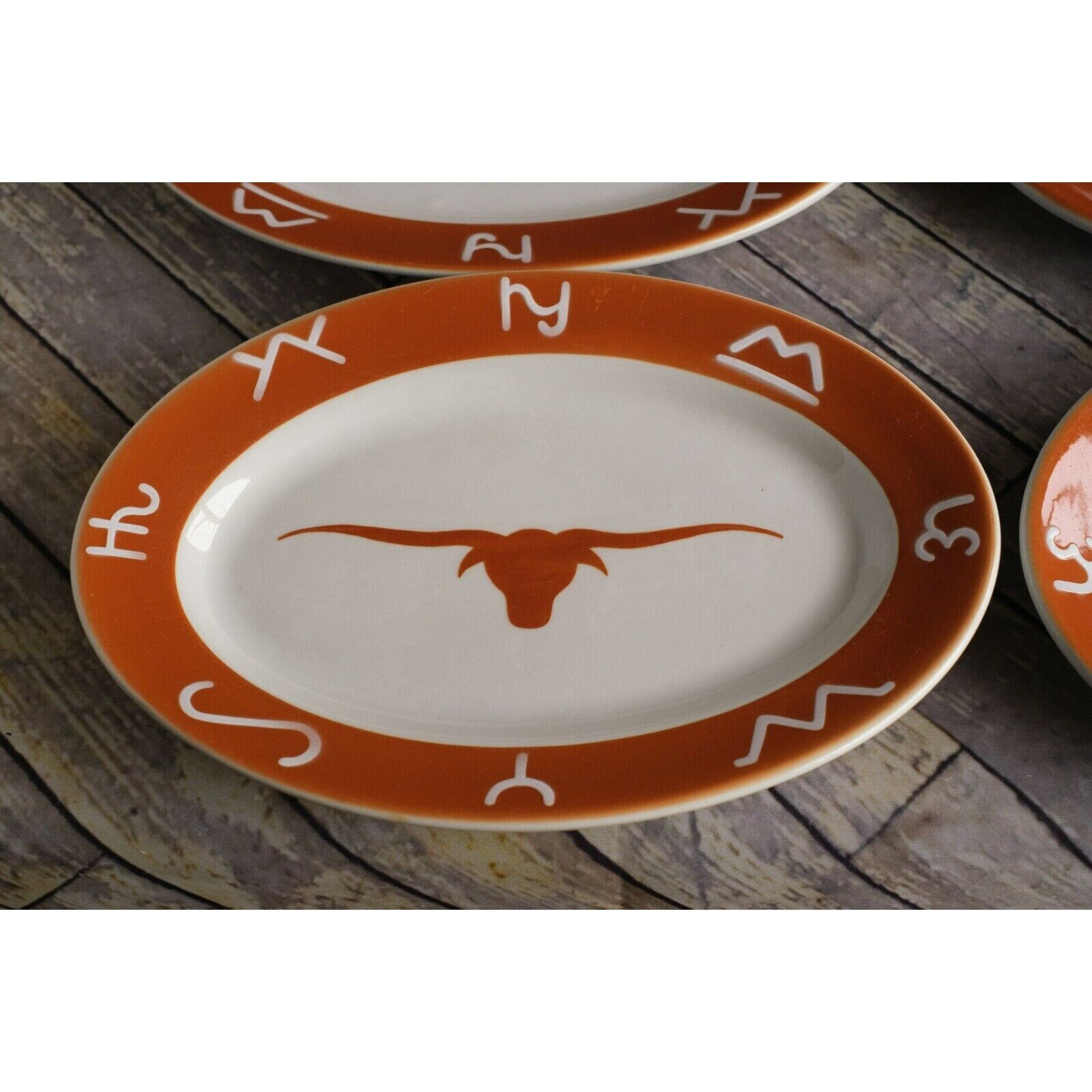 Vintage MAYER CHINA Longhorn Steer Head Plates Oval Platters 11.25 by 8 ...