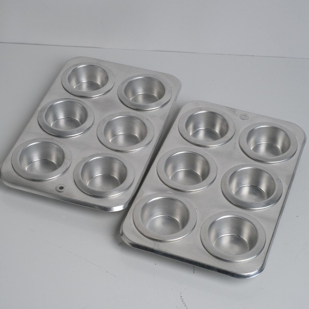 REMA Air Bake Muffin Cupcake Pan Aluminum 6 Opening 13.5 by 9 Set of 2 ...