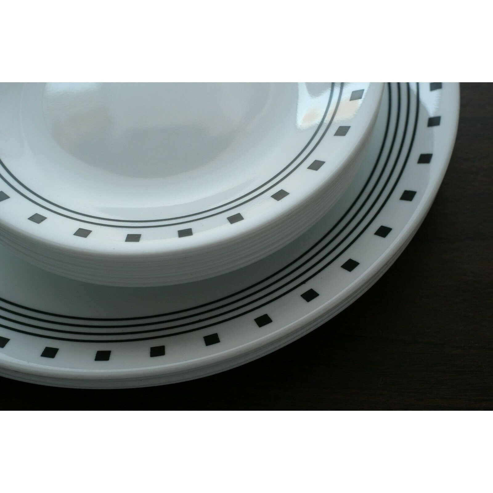 CORELLE Vitrelle City Block 12 Pieces Black White 4 Dinner and 8 ...