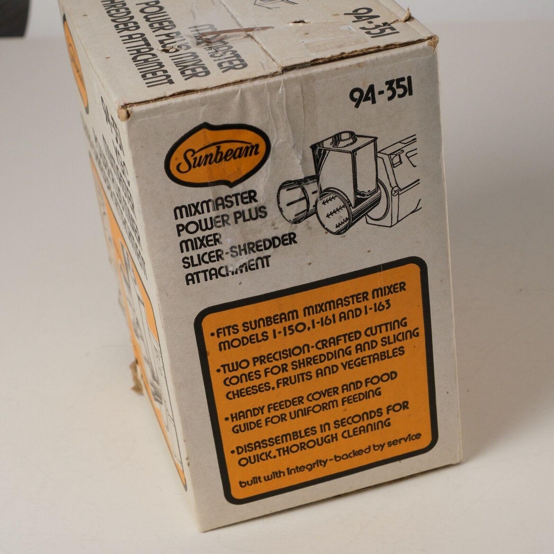 SUNBEAM MIXMASTER Power Plus Mixer Slicer & Shredder Attachment 94-351 ...