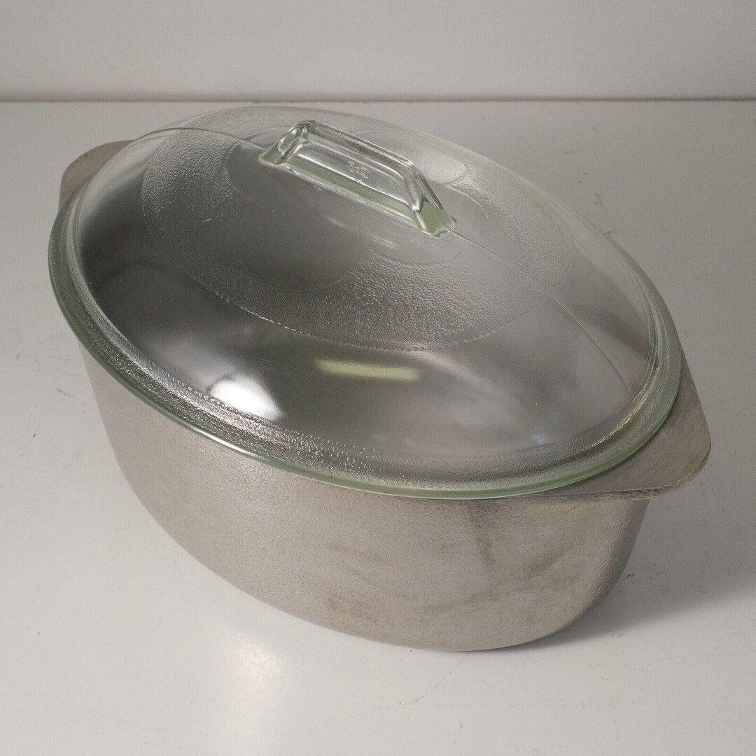 CLUB ALUMINUM HAMMERCRAFT Hammered 6 Quart Oval Roasting Pan Glass Lid ...