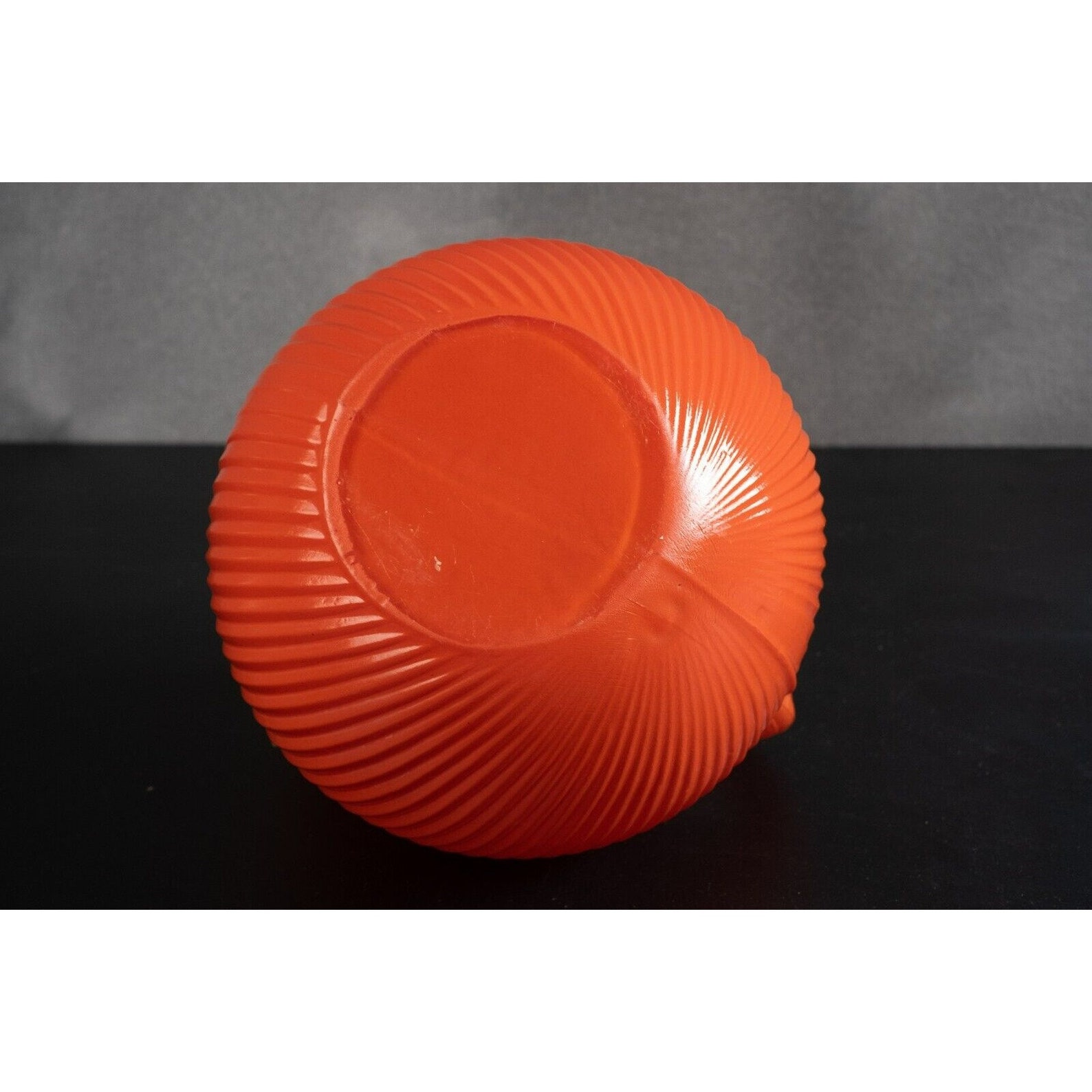 Vintage HAZEL ATLAS Ball Pitcher Tilted Fine Rib Fired-on Orange Ice ...