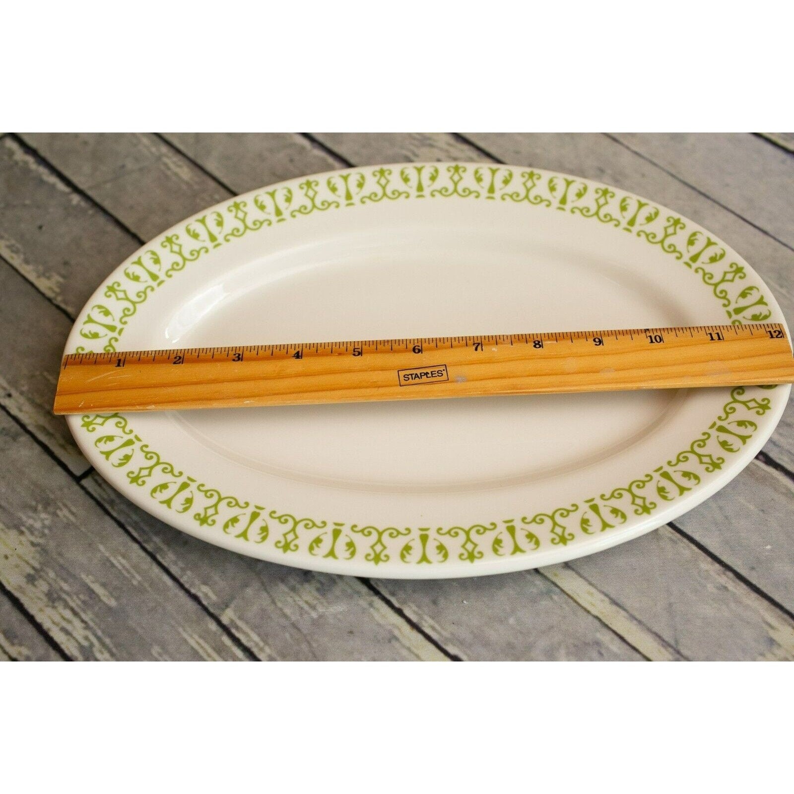 SHENANGO CHINA Restaurant Ware Serving Platter White & Green RARE ...