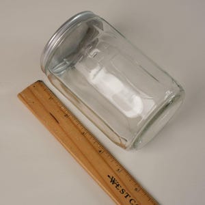 HOOSIER STYLE CABINET Clear Glass Tea Jar Canister Paneled With Lid 5 ...