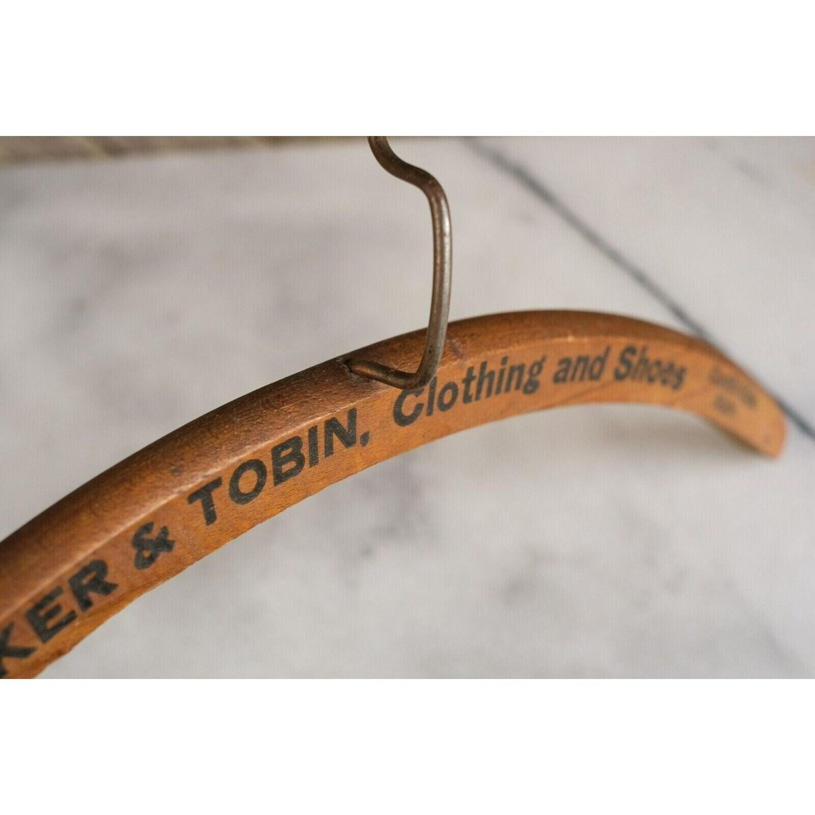 Vintage Wooden Advertising Coat Hanger BAKER & TOBIN Clothing and Shoes ...