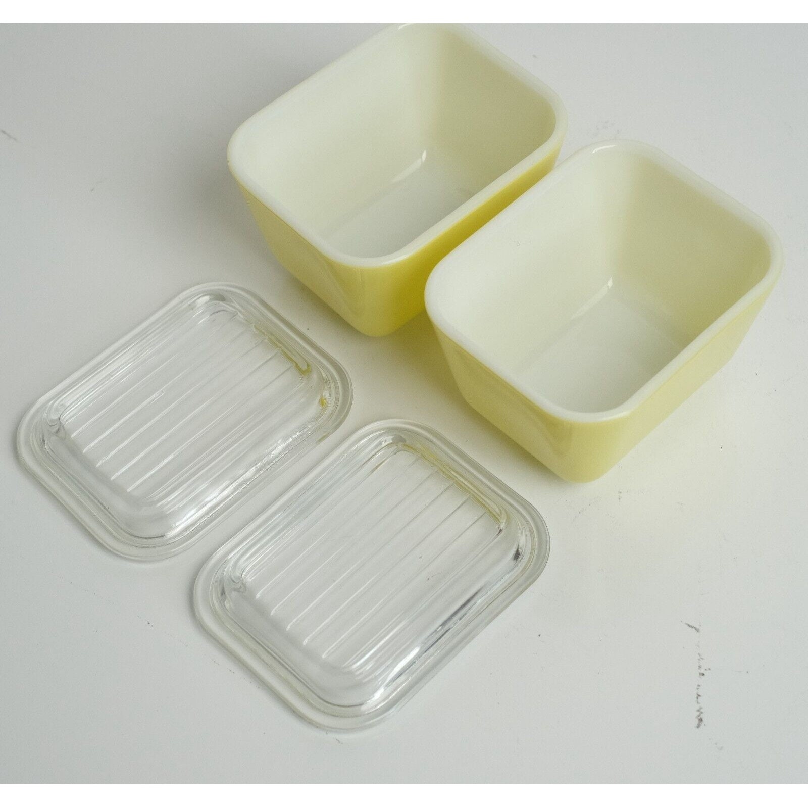 PYREX Small Refrigerator Dish 501B Yellow 1.5 Cup With Ribbed Lid 503c ...