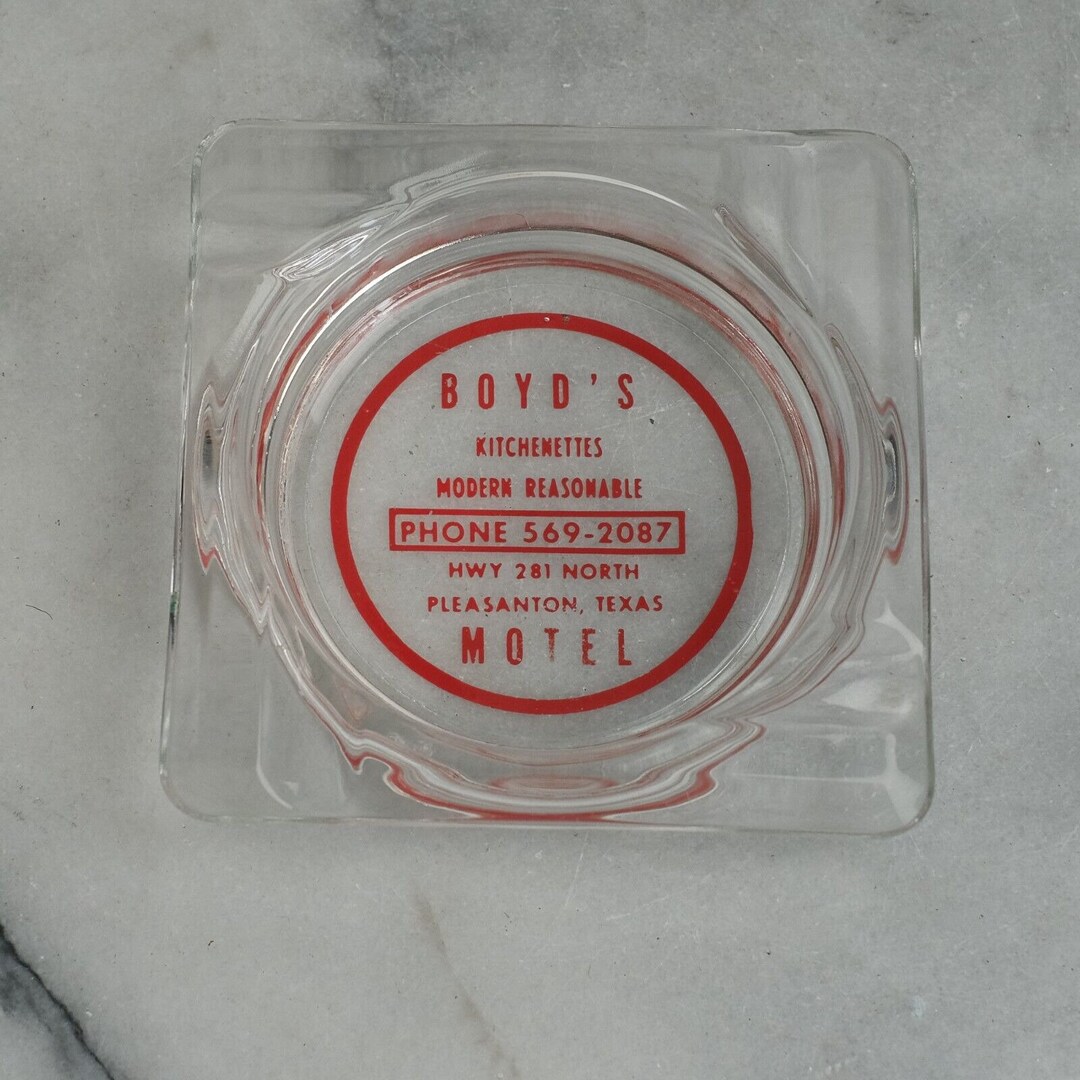 BOYD'S MOTEL Cigarette Ashtray Pleasanton, Texas 4.5" Square - Etsy
