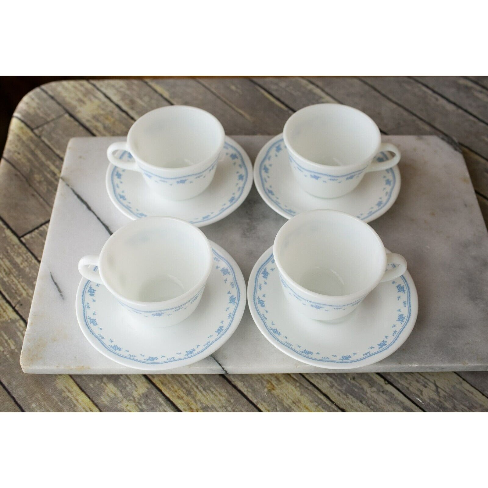 CORELLE by Corning Morning Blue Coffee Cups and Saucers 8 Pieces Total ...