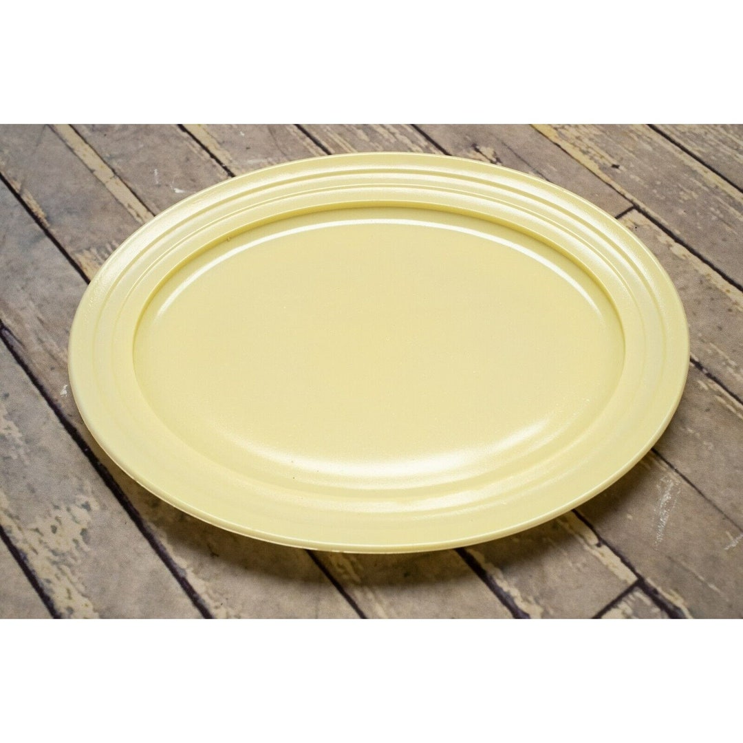 Vintage HAZEL ATLAS Modertone Platonite Yellow Oval Serving Platter 12 ...