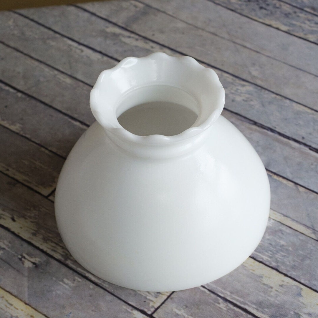 Vintage Student Lamp Shade Milk Glass Smooth Hurricane GWTW 8 Inches ...
