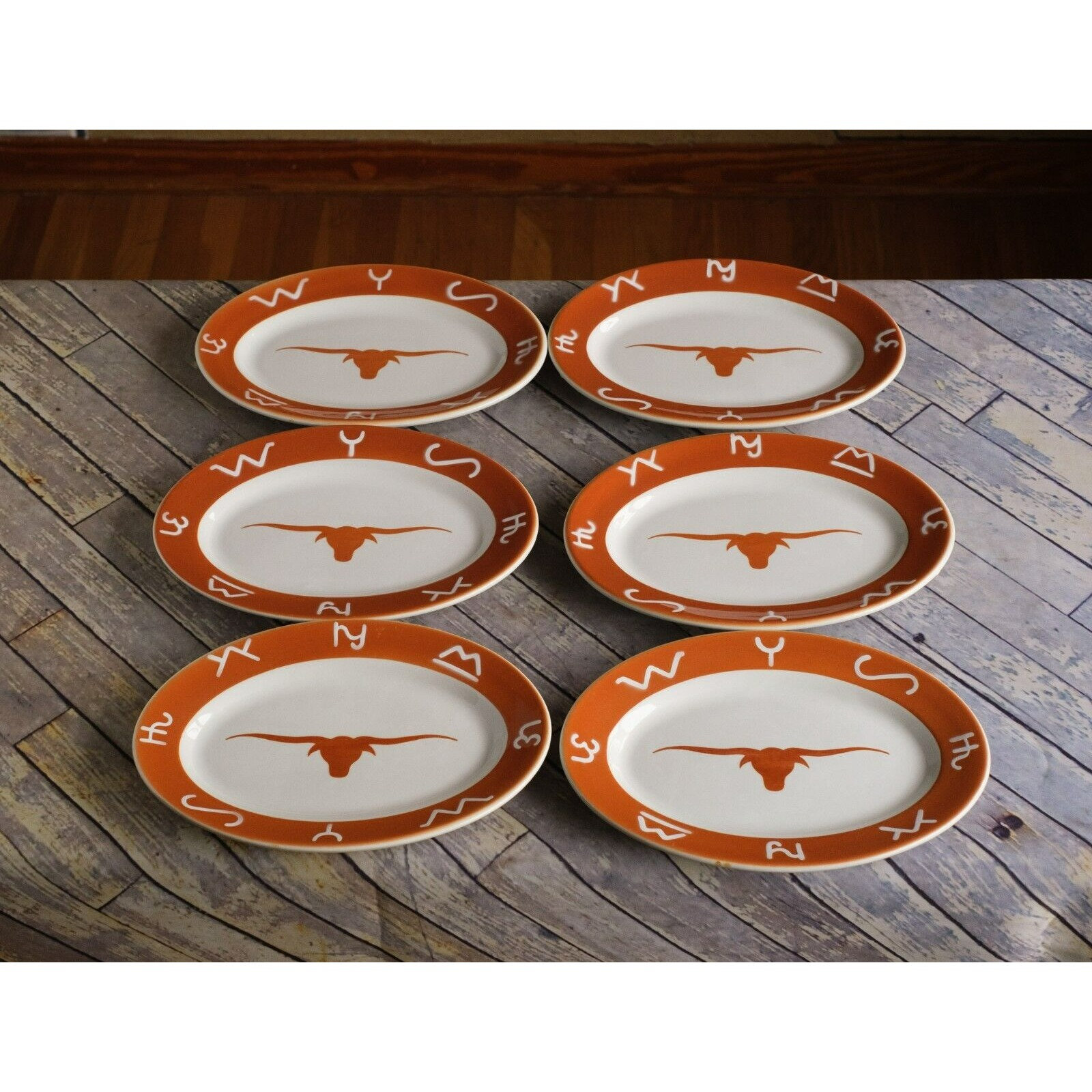 Vintage MAYER CHINA Longhorn Steer Head Plates Oval Platters 11.25 by 8 ...