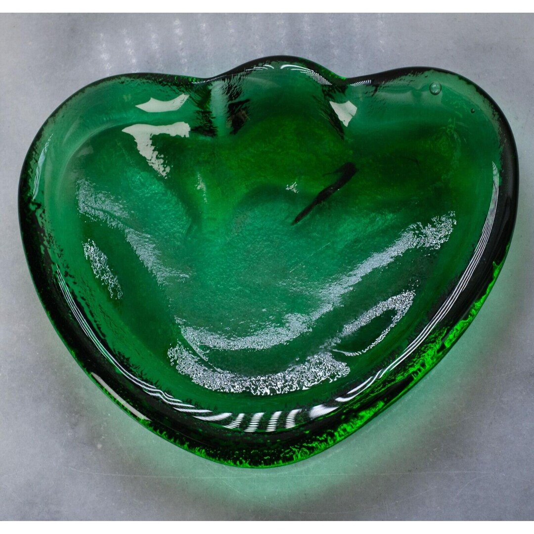 BLENKO Winslow Anderson #966 Amoeba Free Form Ash Tray Emerald Green 8 ...