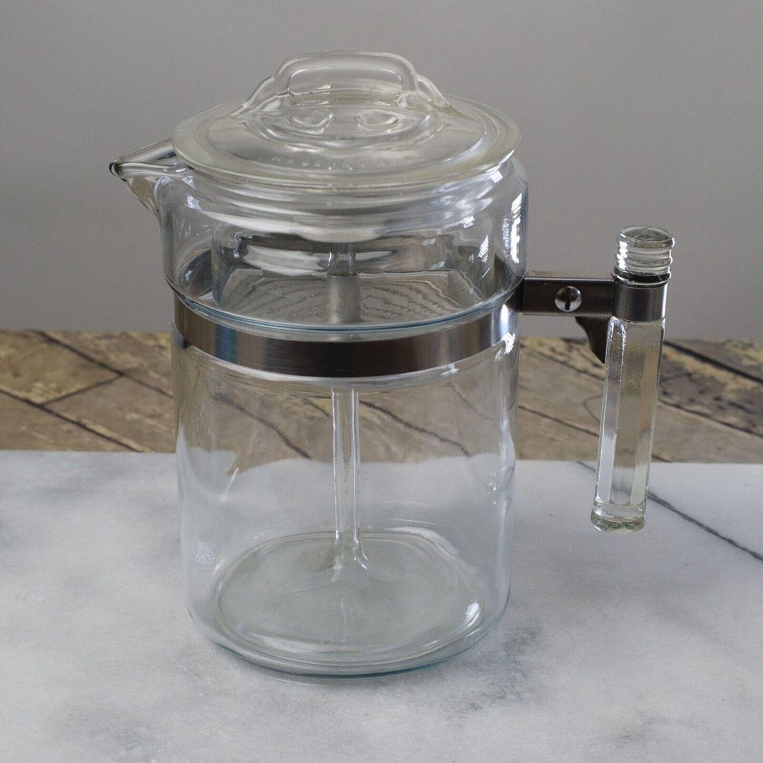 PYREX Glass Coffee Pot CORNING FLAMEWARE Stovetop Percolator 6 Cup 7826 ...