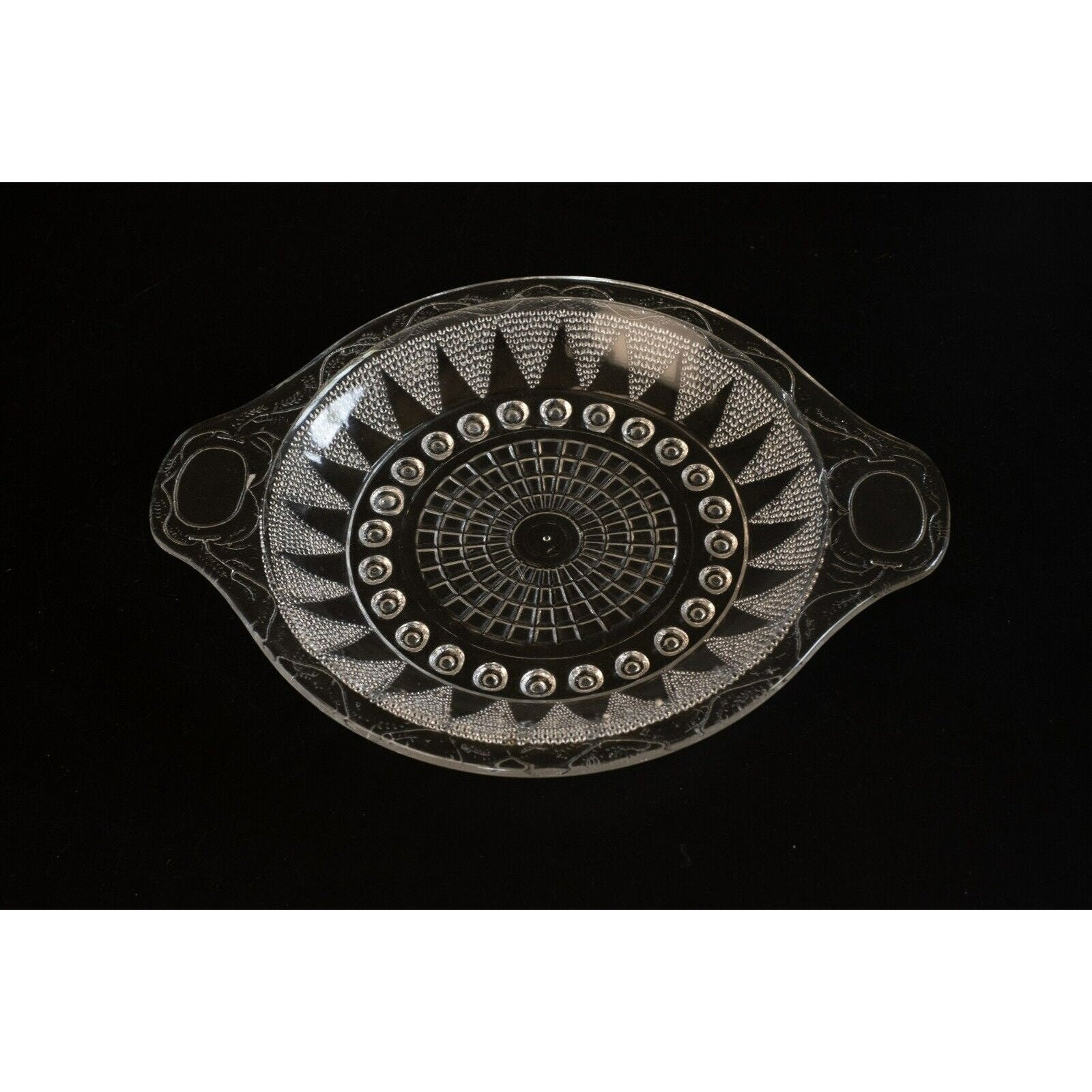 BRILLIANT GLASS EAPG 1880s Dew Drop in Points Serving Tray With Handles ...