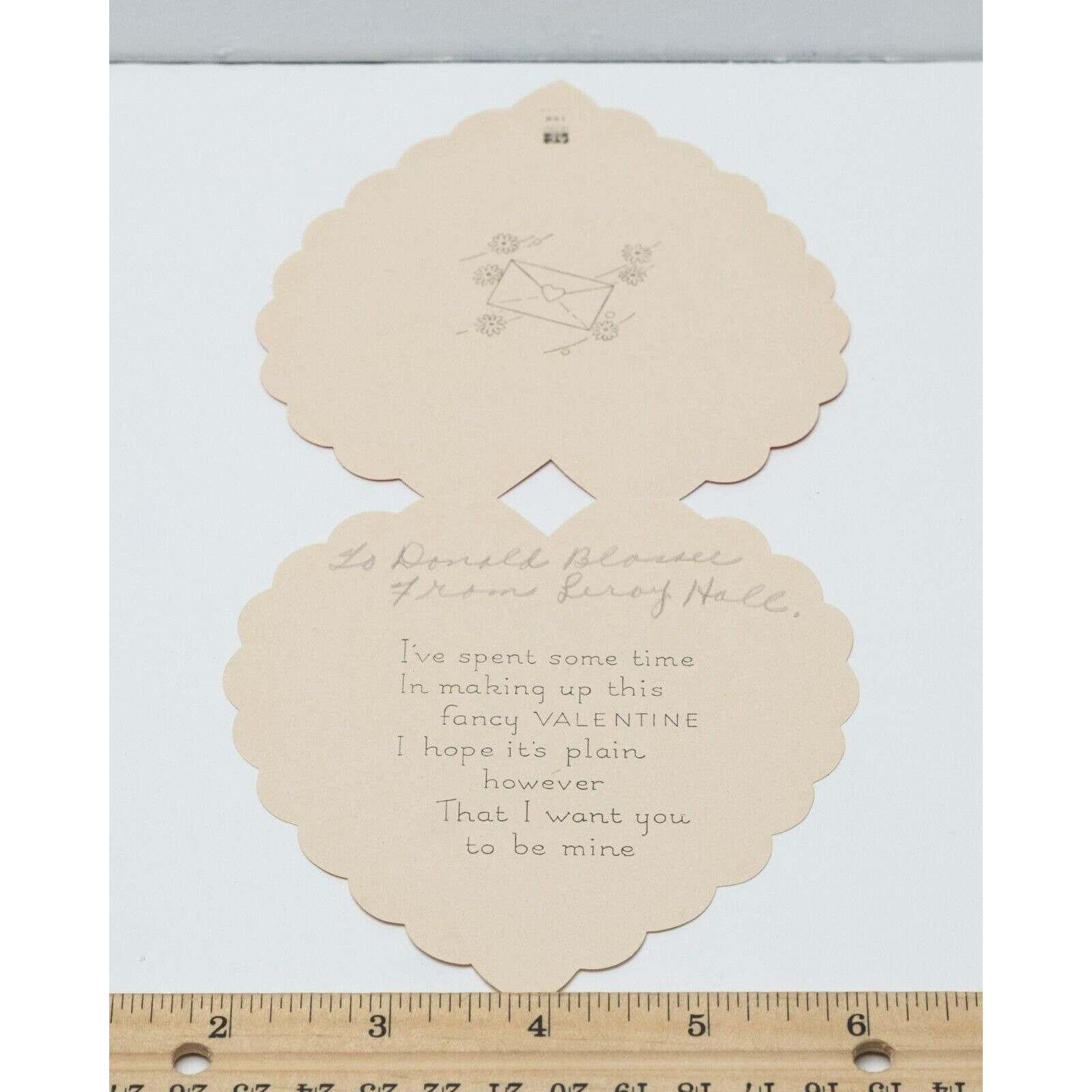 Vintage 1930s Valentine 2-sided Folded Diecut Heart Shape Rhyming Poem ...