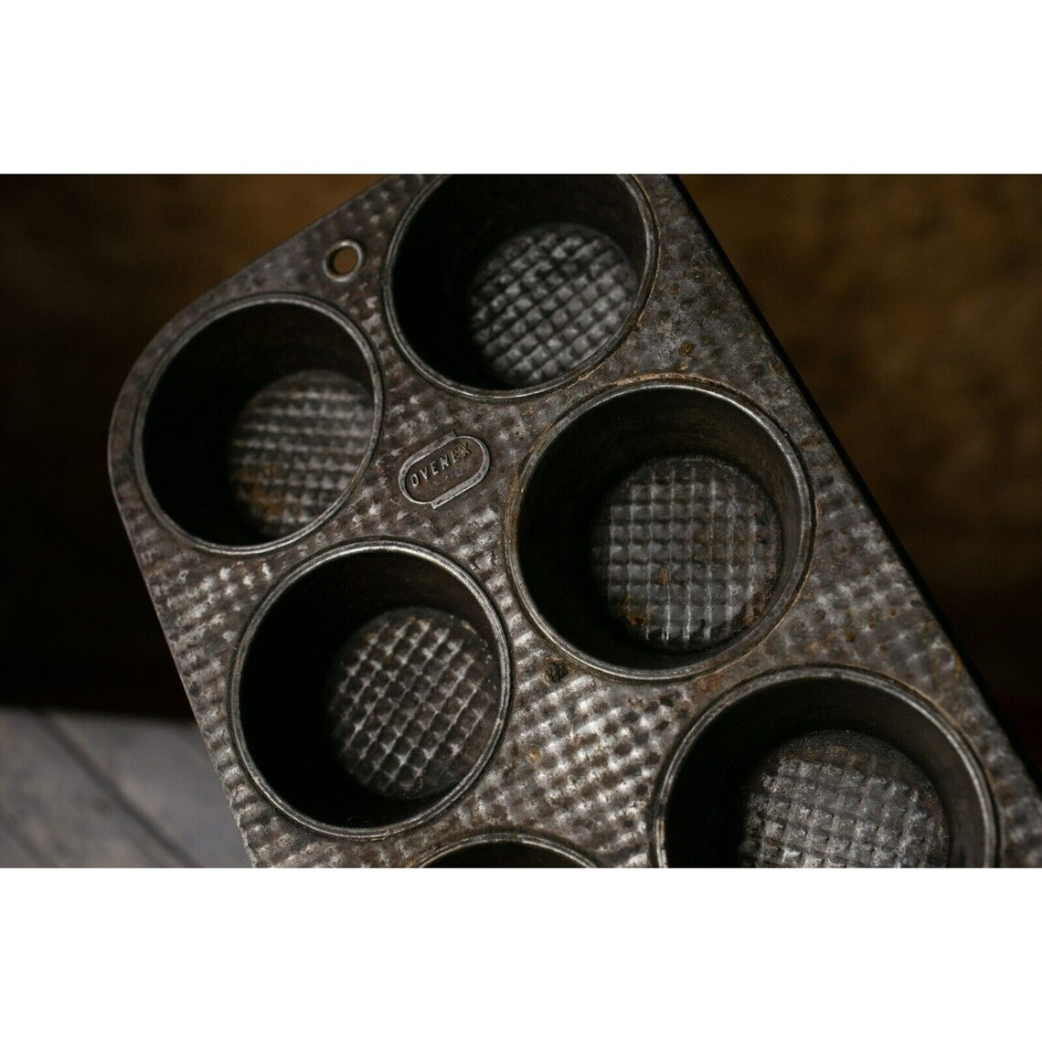 Vintage EKCO OVENEX X80 Tin Waffle Pattern 8 Muffin Cornbread Cupcake ...